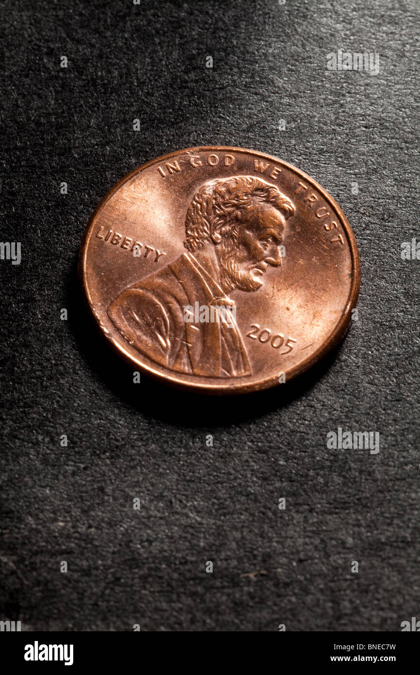 US Penny with Black Background Stock Photo - Alamy