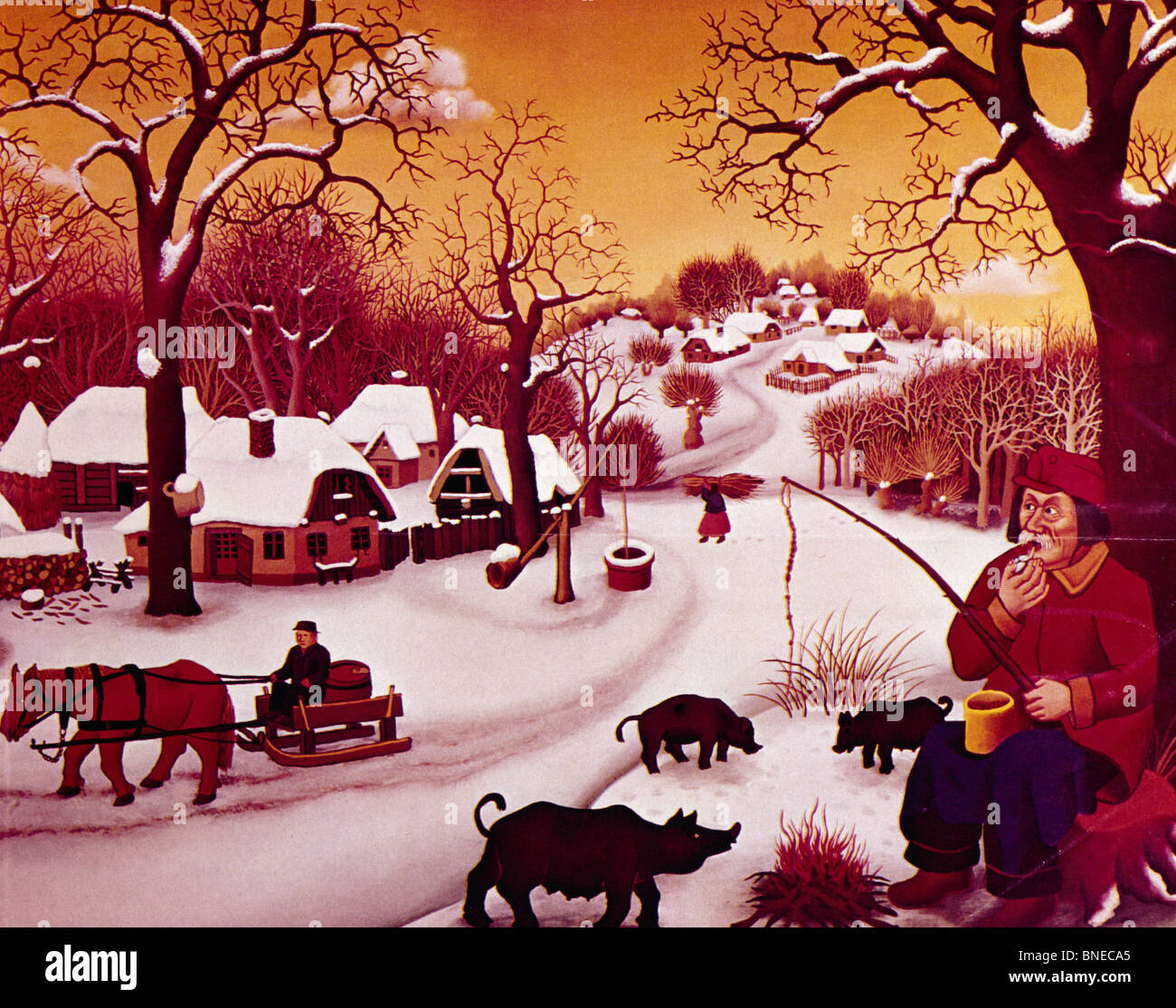 Winter in the Country by Josip Generalic, (Born 1936 Stock Photo - Alamy