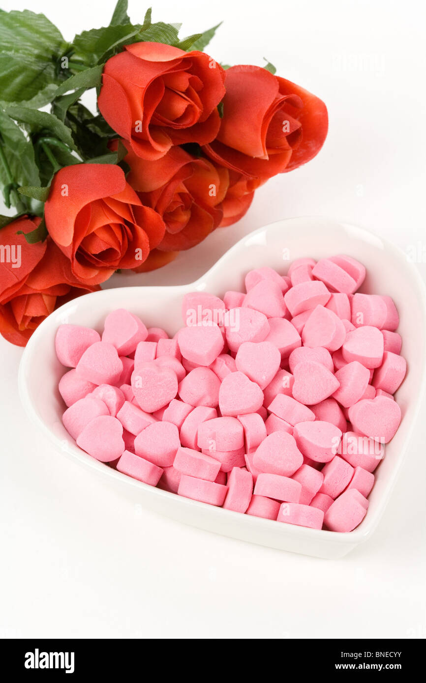 Pink Heart Shape Candy close up Stock Photo - Alamy