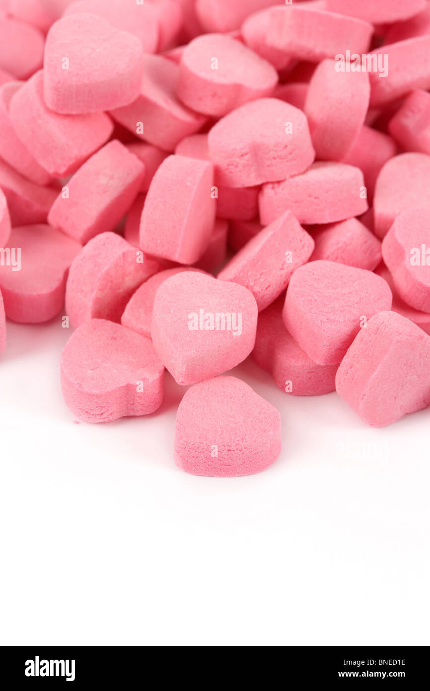 Pink Heart Shape Candy close up Stock Photo - Alamy