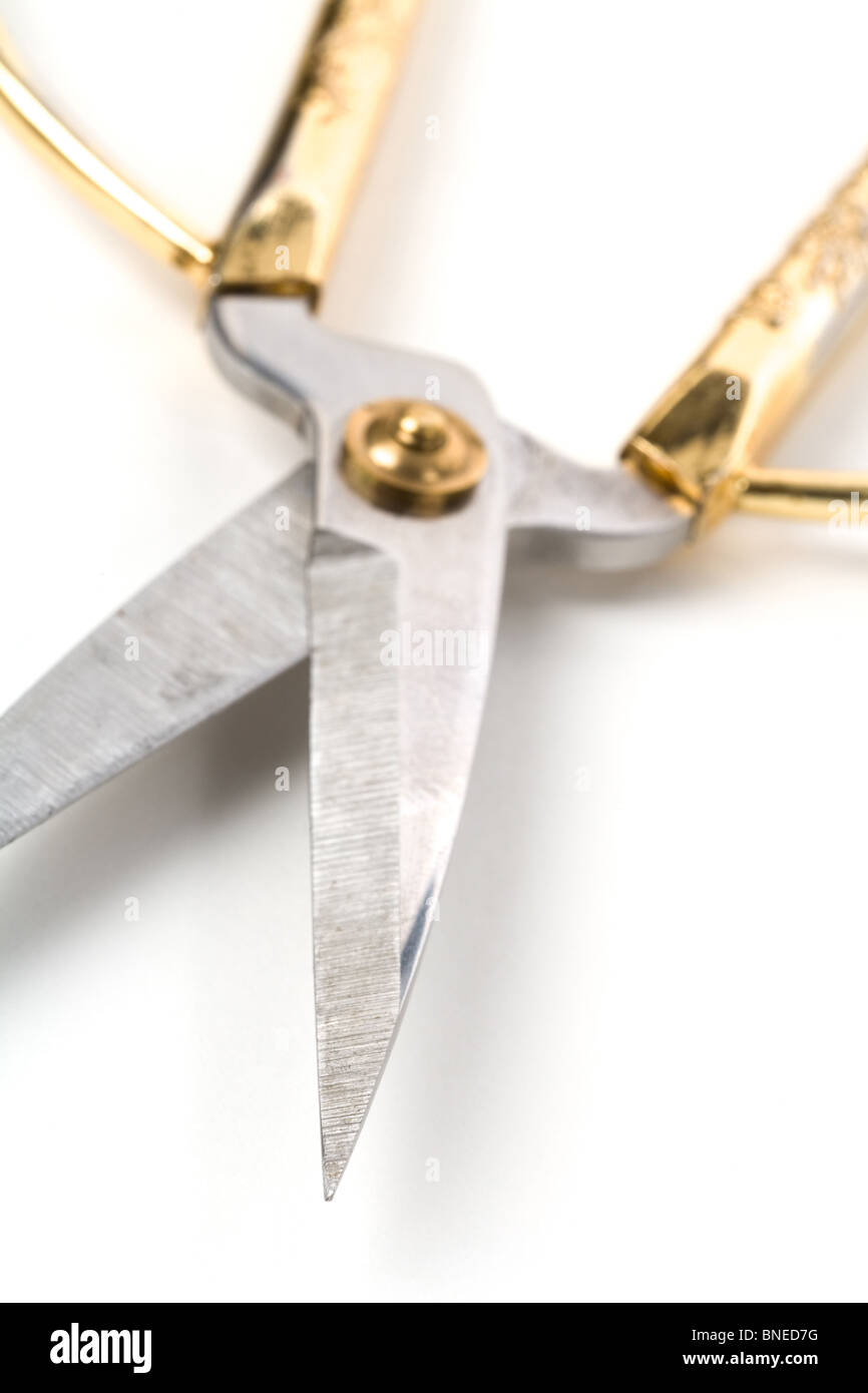 Golden Scissors close up shot Stock Photo - Alamy
