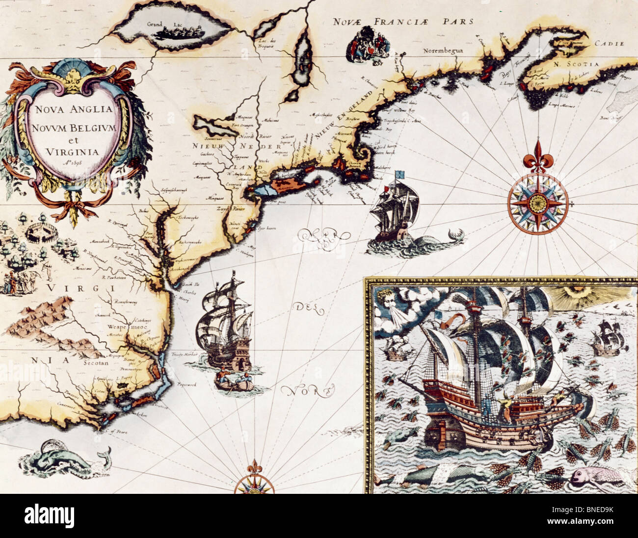 Virginia to Canada map, 1595 Stock Photo - Alamy