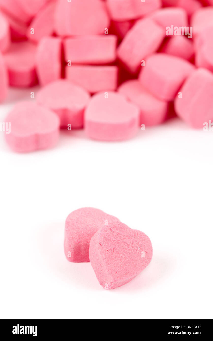 Pink Heart Shape Candy close up Stock Photo - Alamy