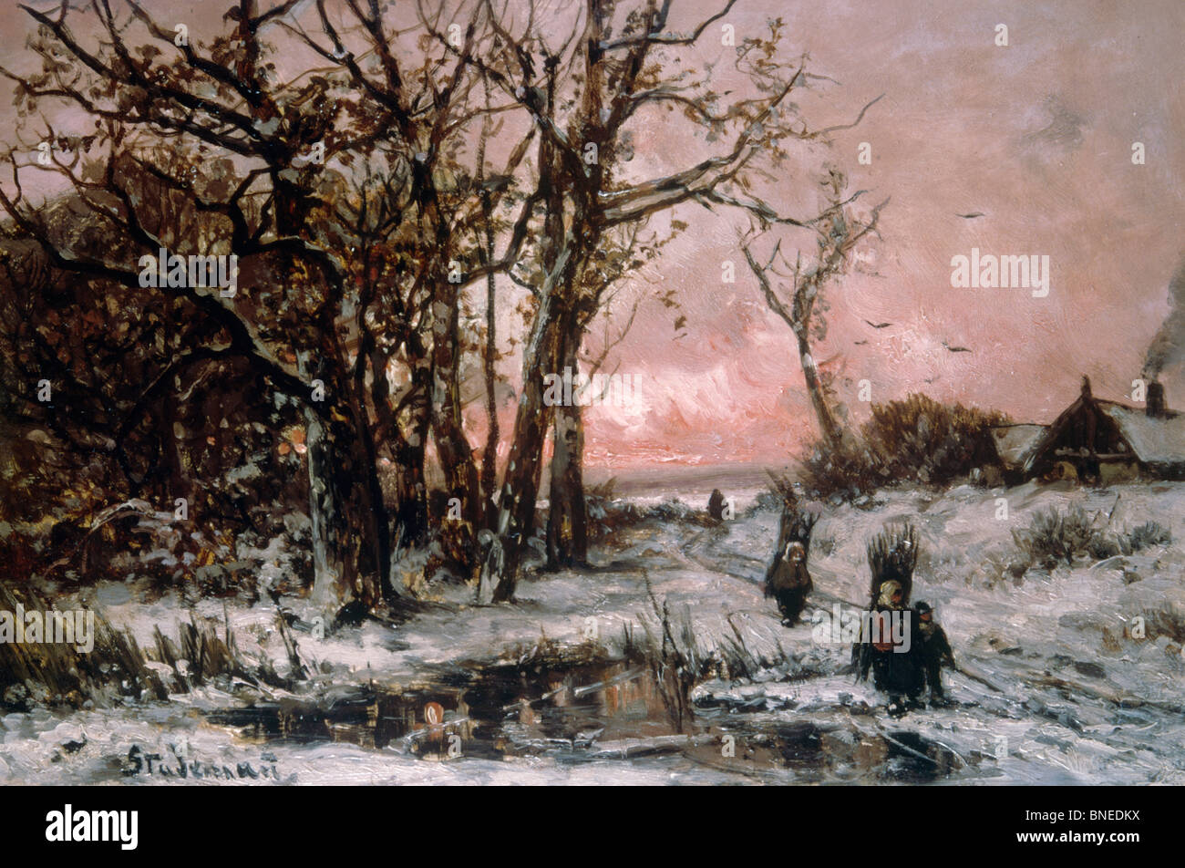 Winter Landscape, by Adolf Stademann 1824-1895 Stock Photo - Alamy