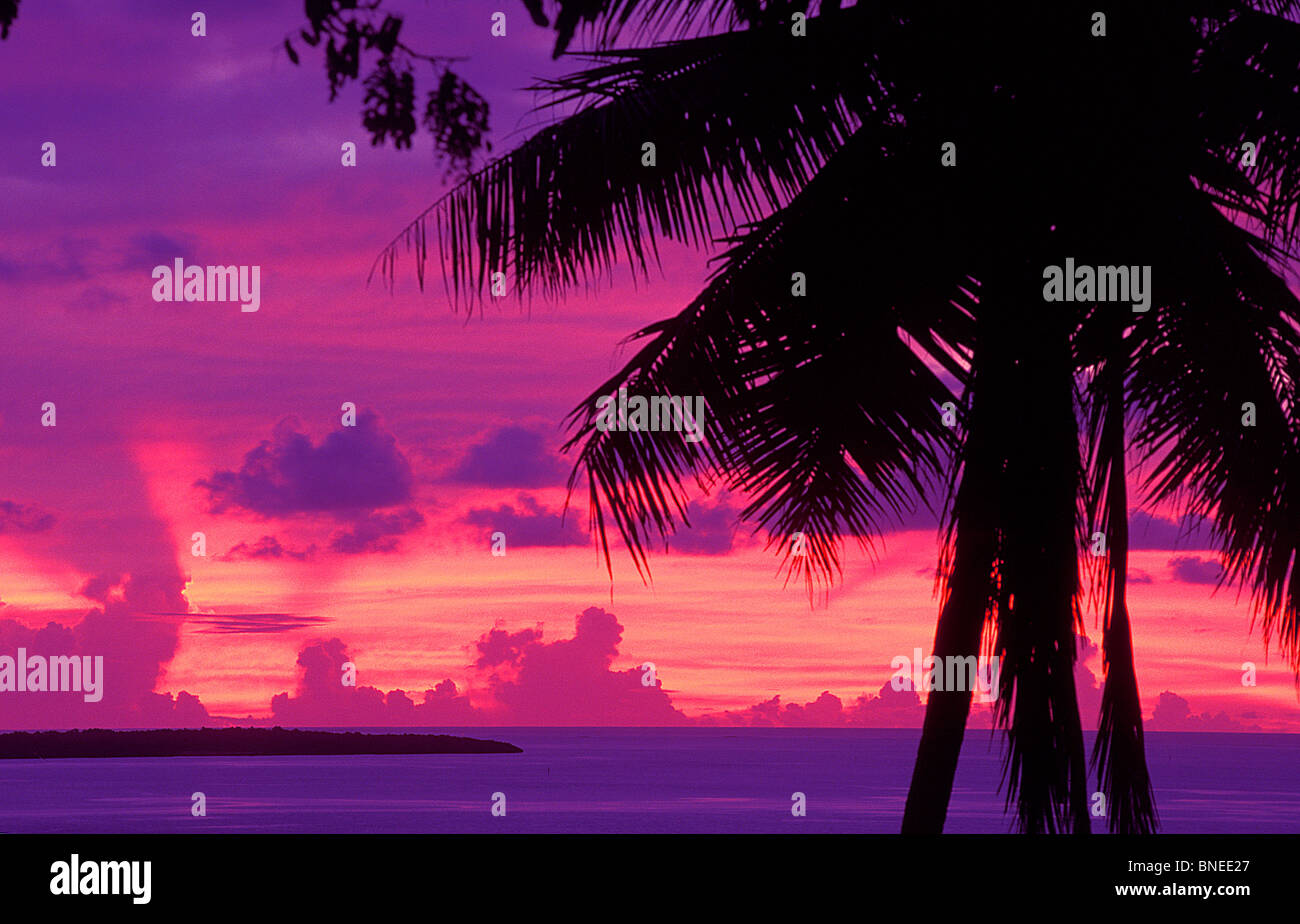 Tropical sunset over Pohnpei (Ponape), Federated States of Micronesia ...