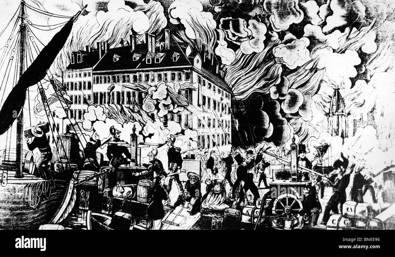 The Great Fire of New York, December 16, 1835 by unknown artist Stock ...