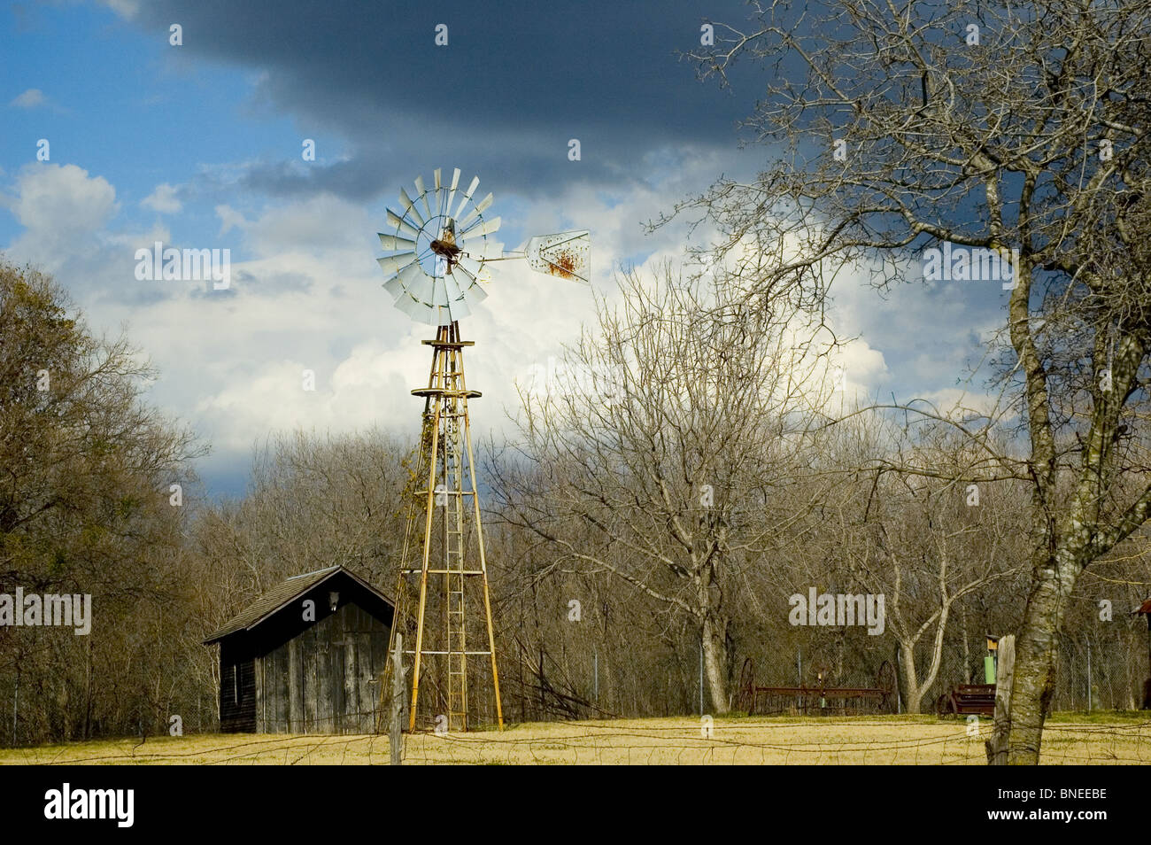 Windmill and Barn Stock Photo - Alamy