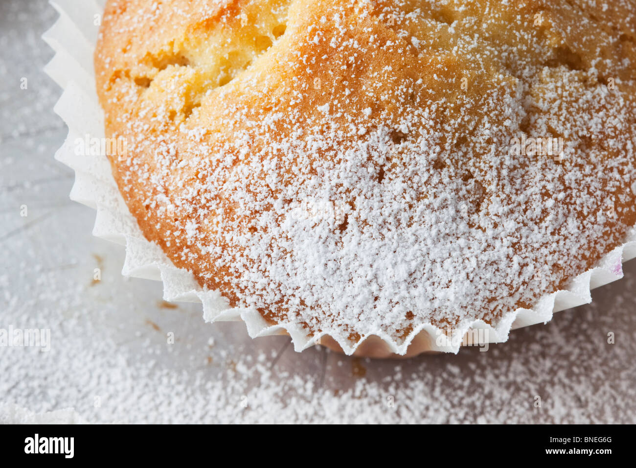 Muffin covered with icing sugar Stock Photo - Alamy