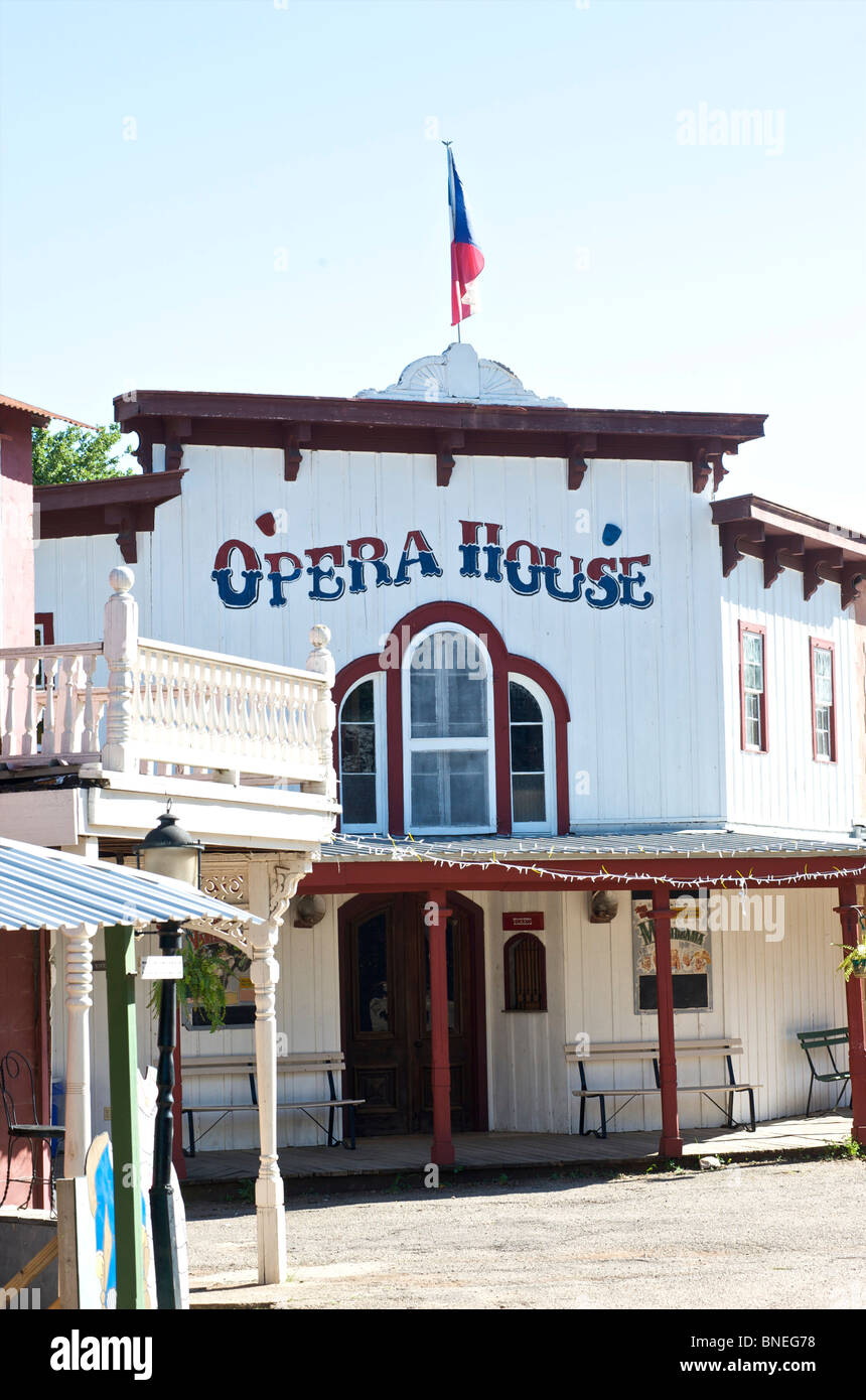 The opera house of Pioneer City, old historic western Wild West town ...