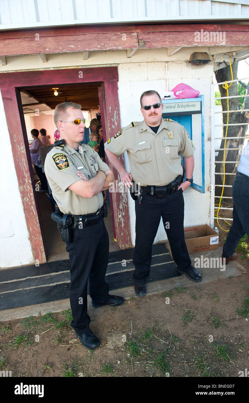 Police officers on duty at PRCA rodeo event in Bridgeport Texas, USA ...