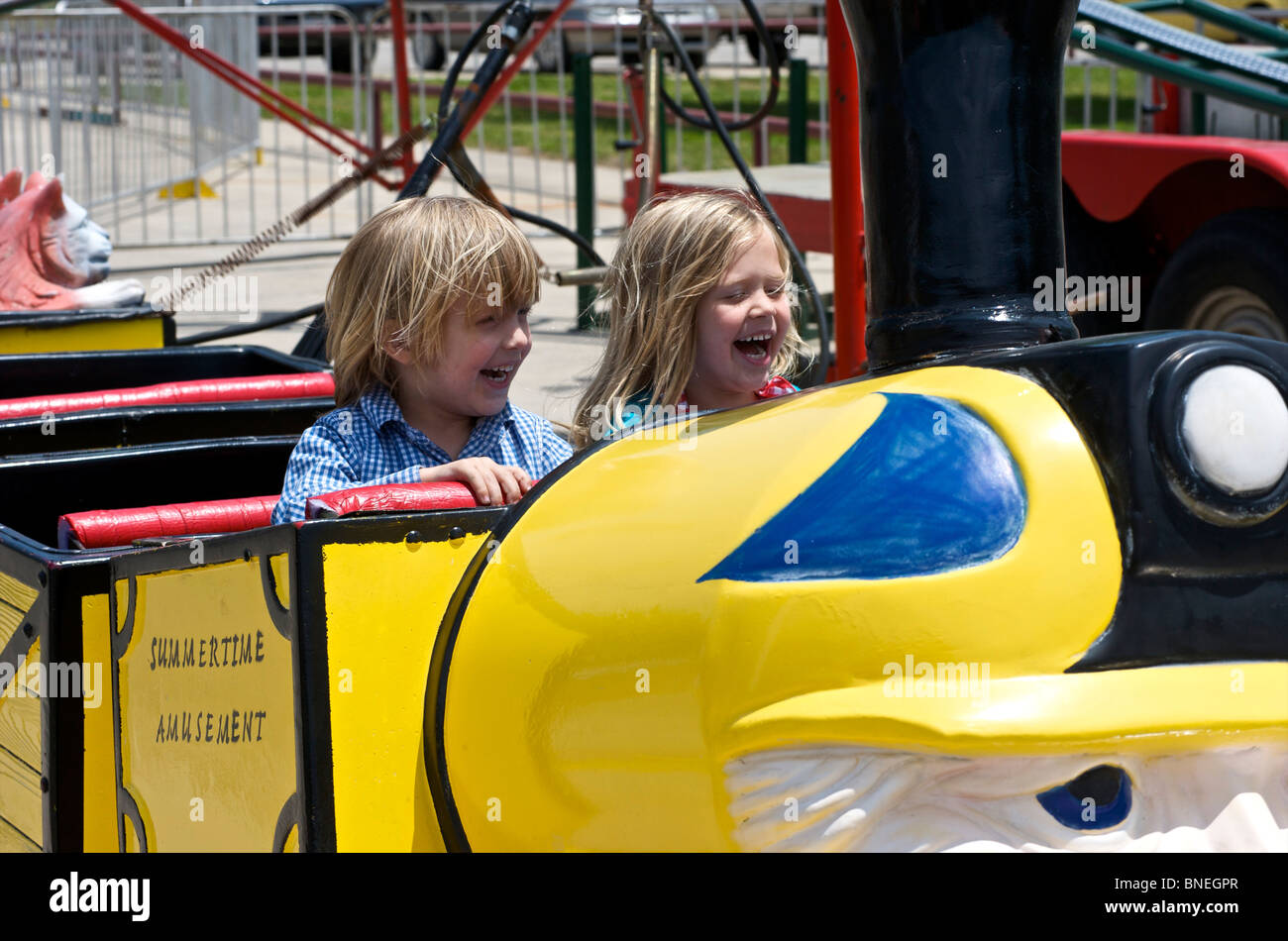 Kids having fun at a small-town funfair in Texas, USA Stock Photo - Alamy