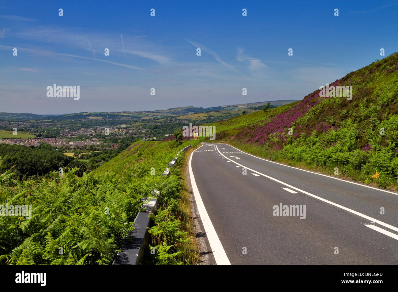 The Long Descent into Glossop from the Snake Pass, Derbyshire Stock ...