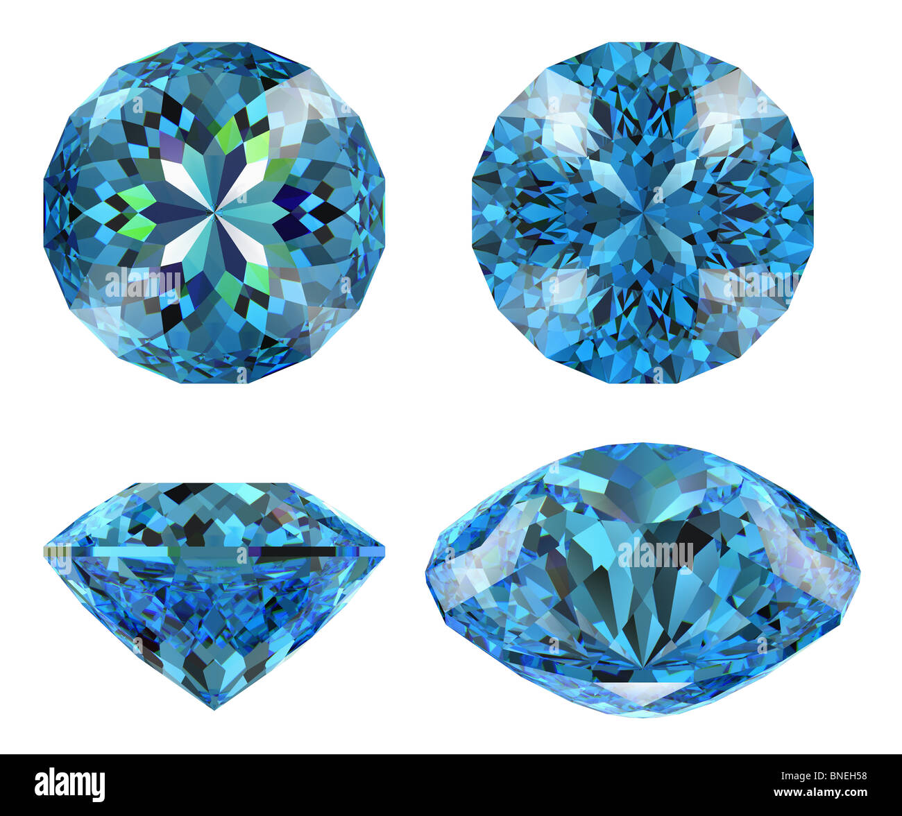 Blue diamond 16 star cut isolated on white background Stock Photo - Alamy