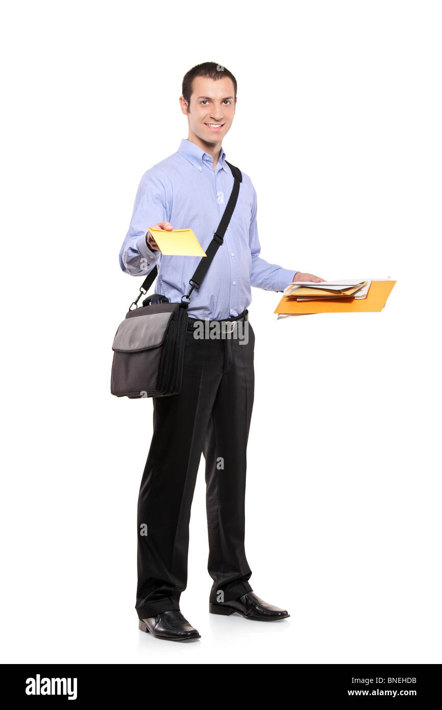 A postman delivering mail Stock Photo - Alamy