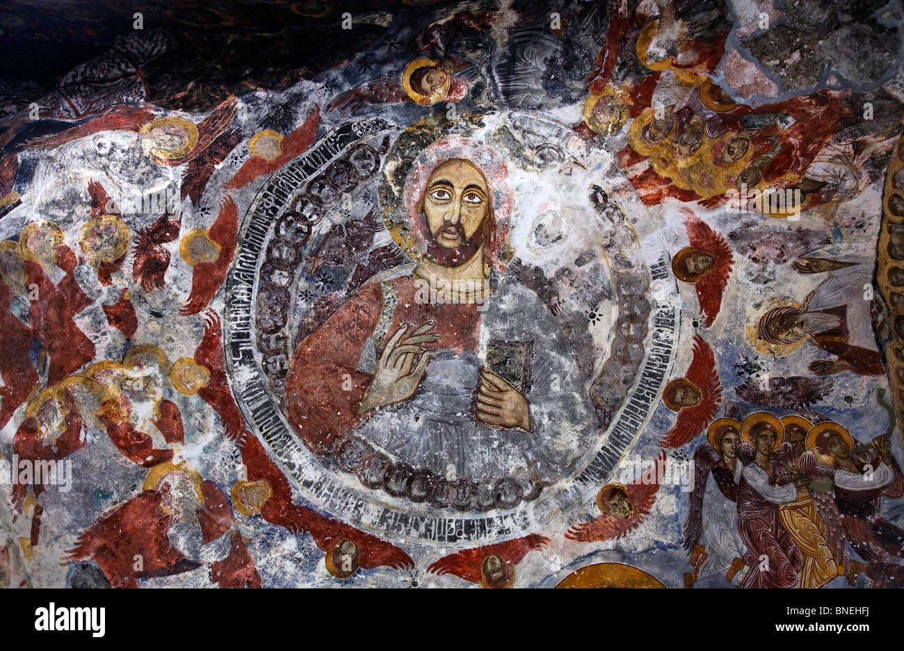 Painted ceiling inside the Sumela monastery, Trabzon Province, Turkey ...