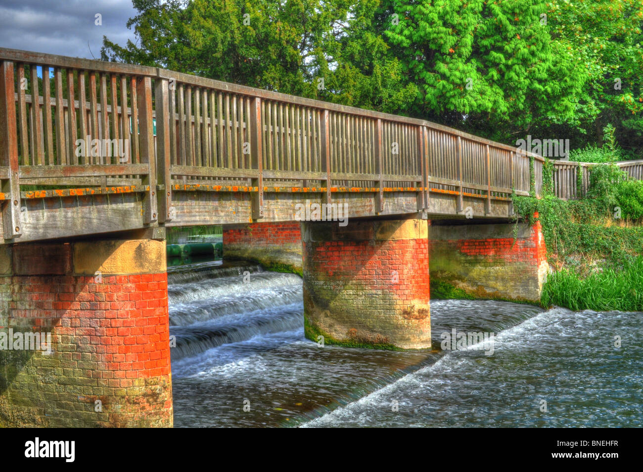 An HDR of a Red Brick Bridge in Bedford Stock Photo - Alamy