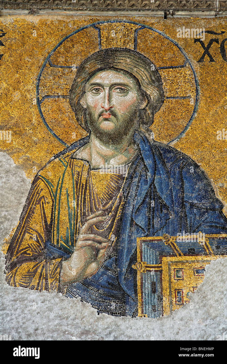 The Deisis mosaic depicting Jesus Christ, Hagia Sophia Museum, Istanbul ...