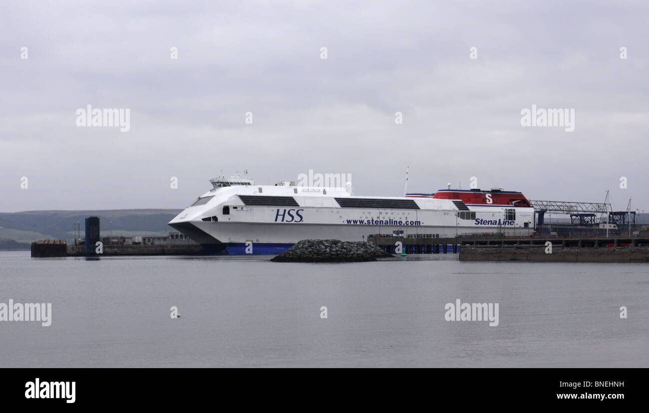 Stena Voyager high speed car ferry docked Stranraer Scotland September ...