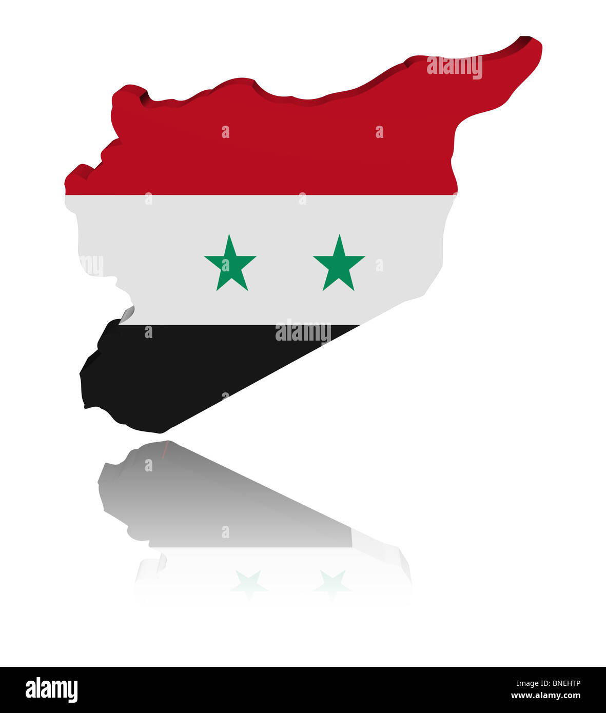 Syria map flag 3d render with reflection illustration Stock Photo - Alamy