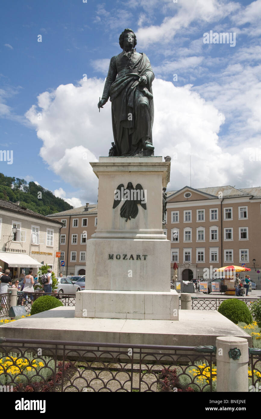 Salzburg Austria EU Mozart statue in Mozartplatz Stock Photo - Alamy