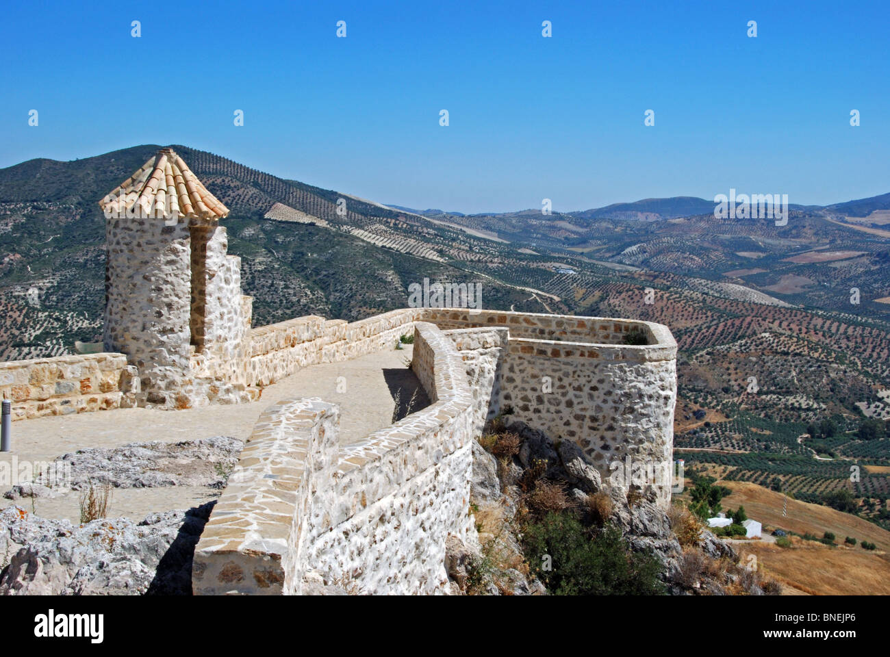 Arab castle and surrounding countryside, Olvera, Cadiz Province ...