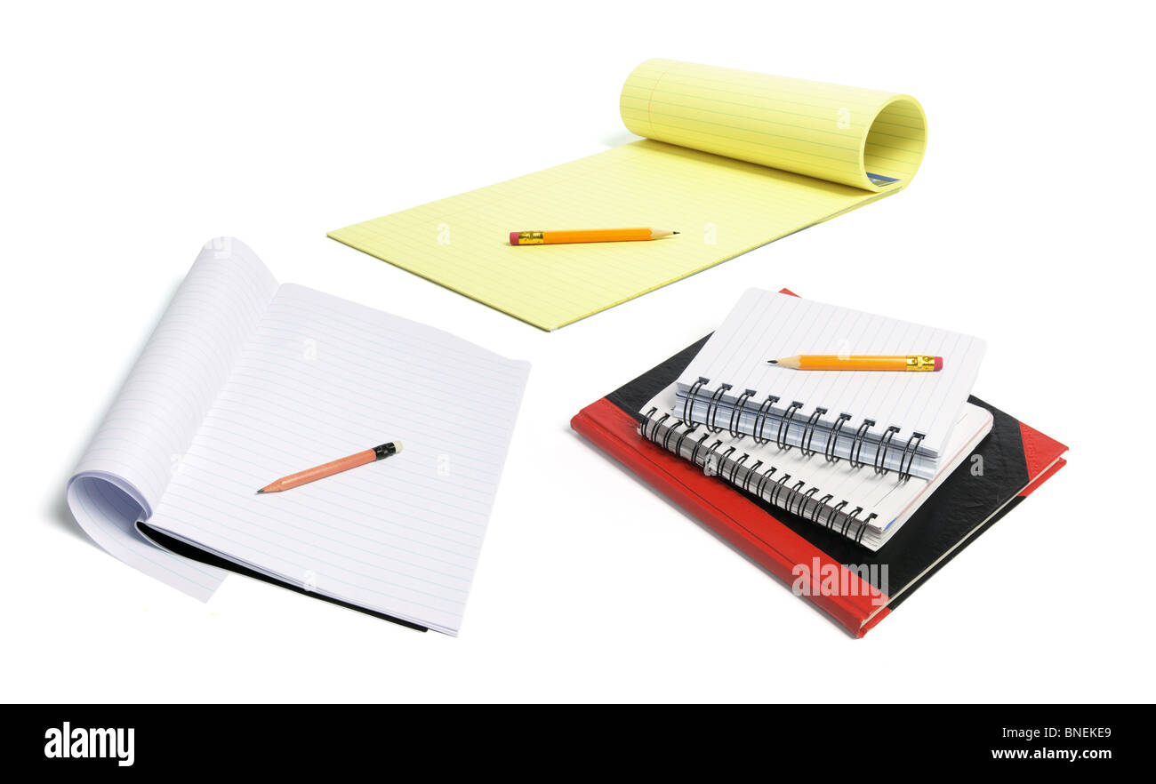Note Books and Pencils Stock Photo - Alamy