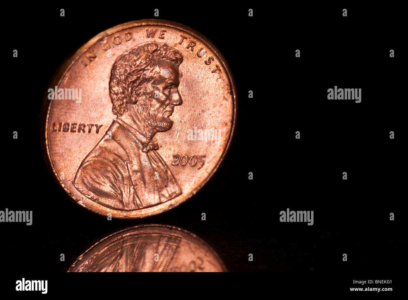 US Penny with Black Background Stock Photo - Alamy