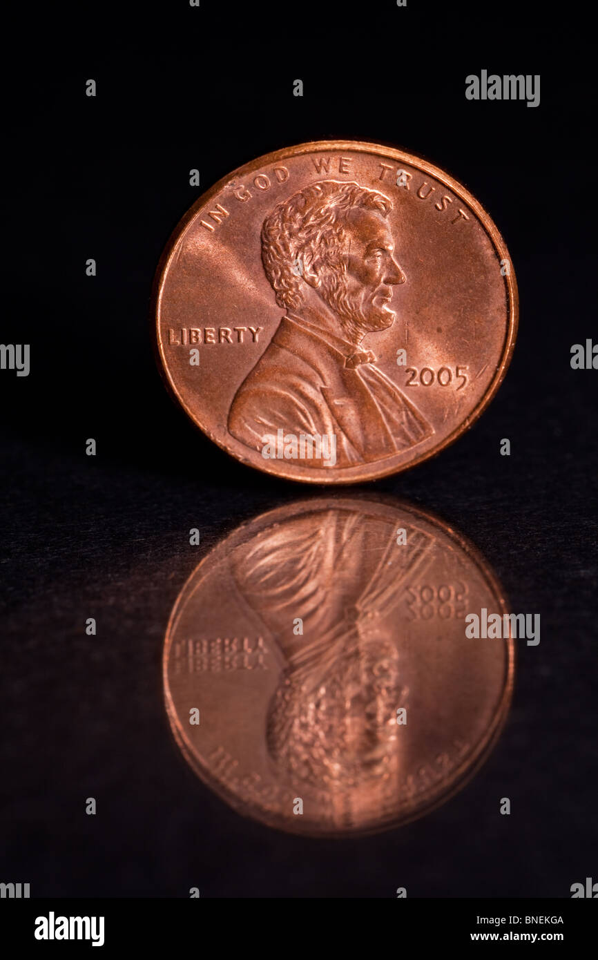 US Penny with Black Background Stock Photo - Alamy