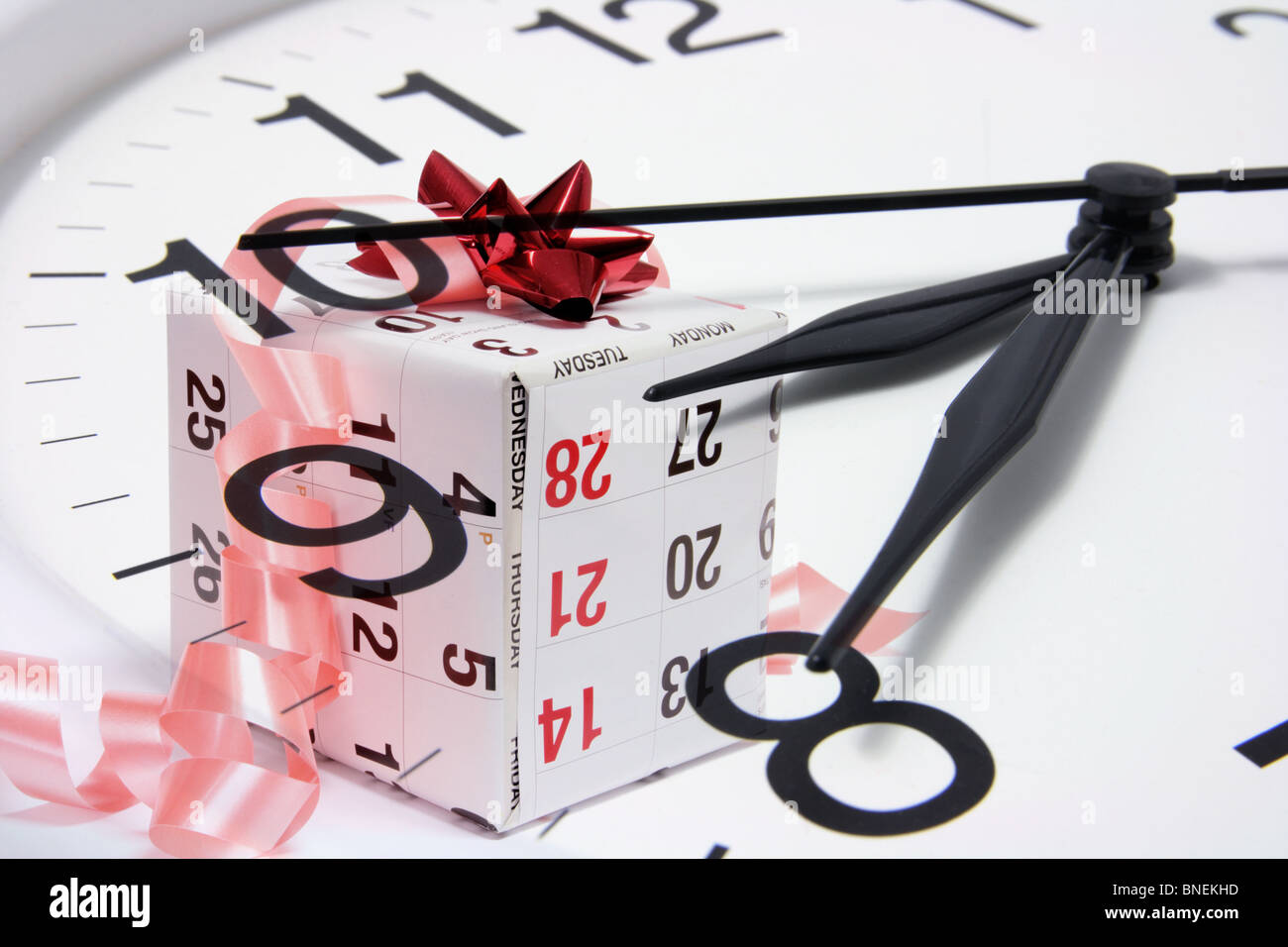 Clock and Gift Parcel Stock Photo - Alamy