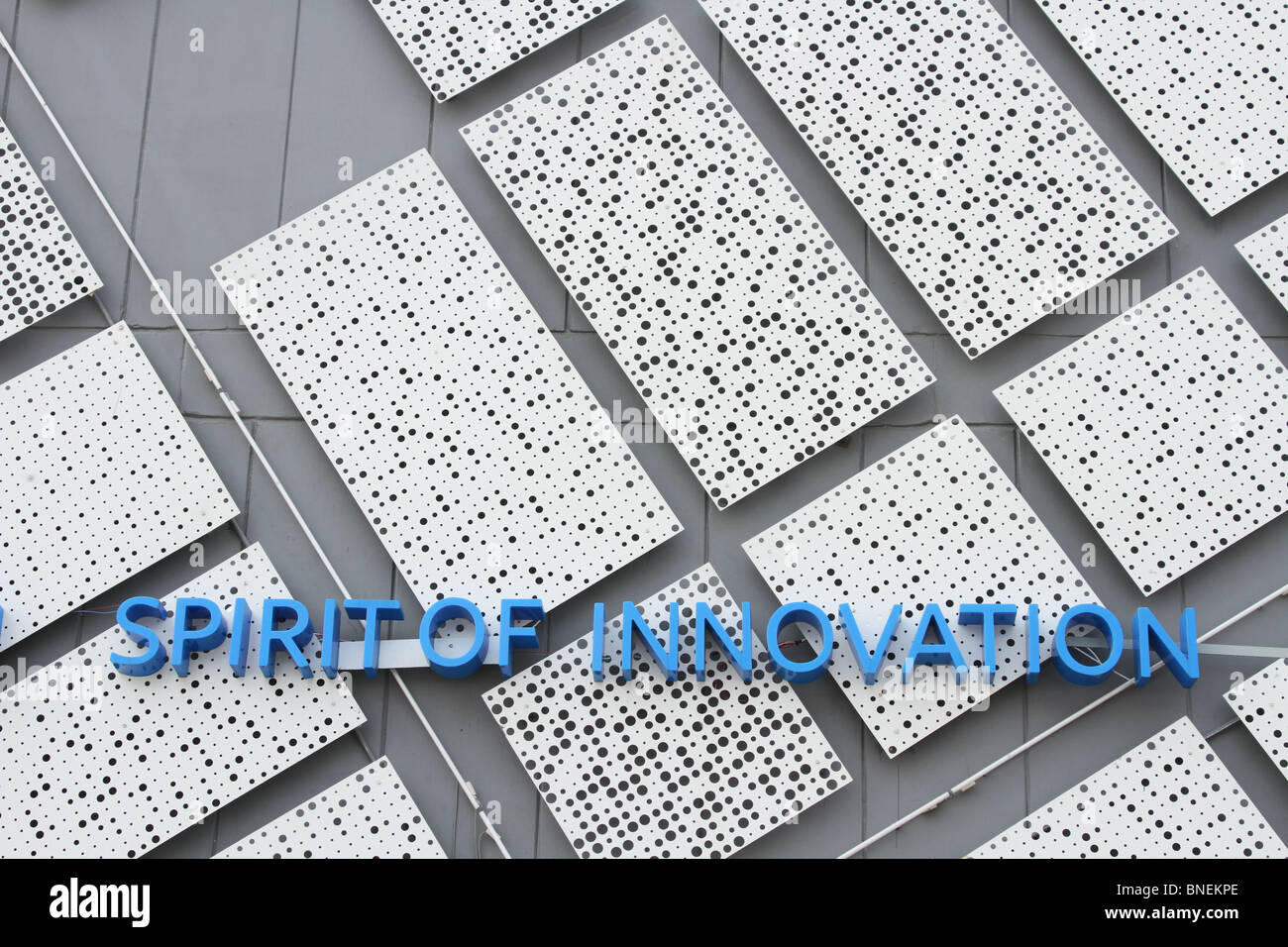 Spirit Of Innovation sign. Sweden Pavilion. 2010 Shanghai World Expo ...