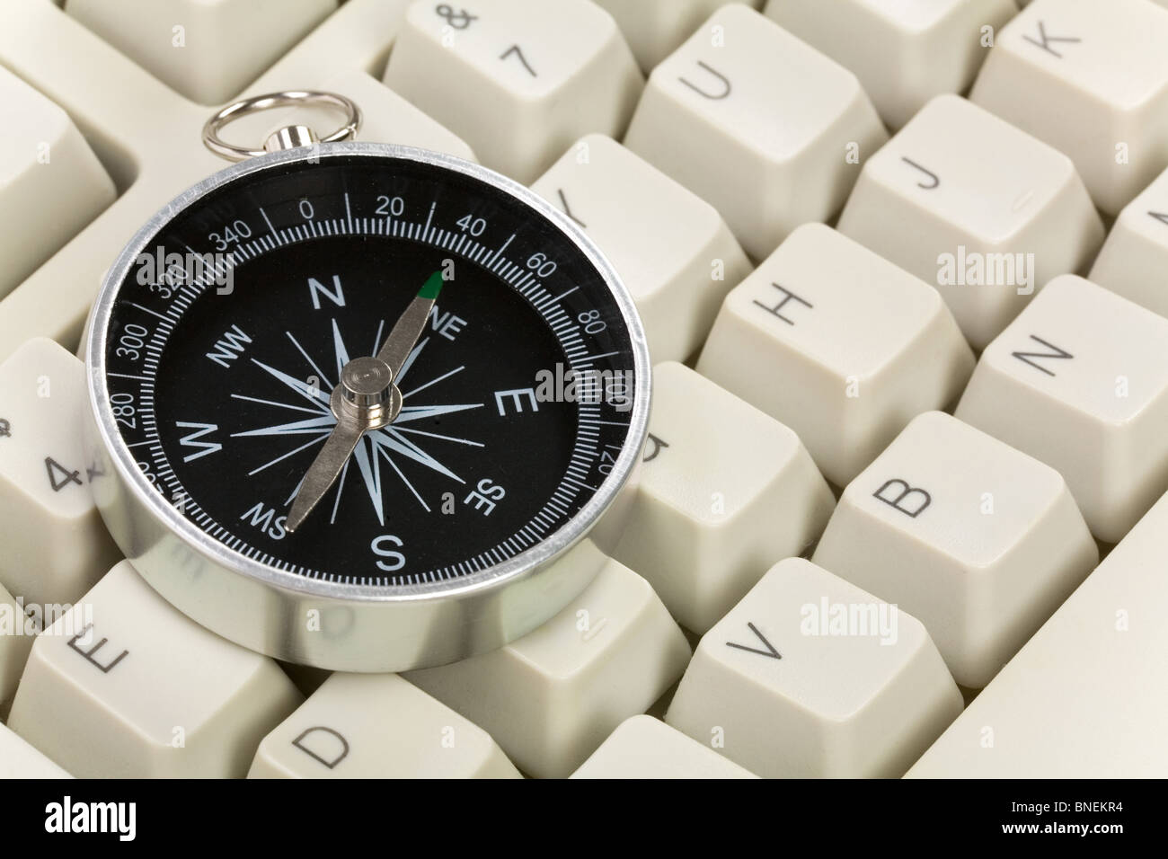 Computer Keyboard and Compass, internet concept Stock Photo - Alamy