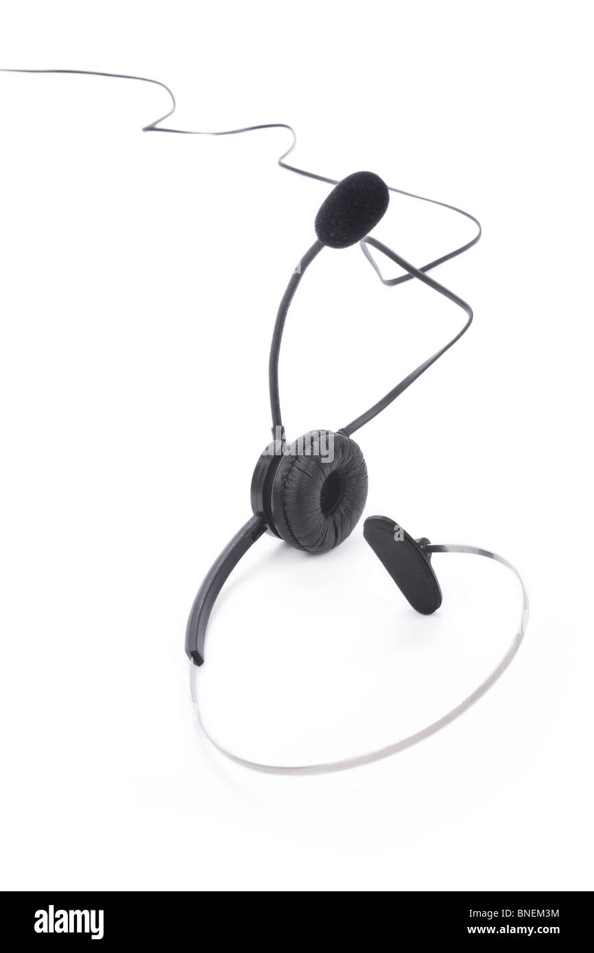 a black headset on white background Stock Photo - Alamy