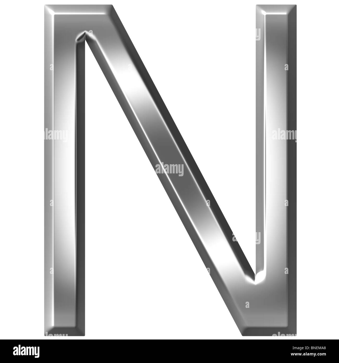 3d silver letter N Stock Photo - Alamy