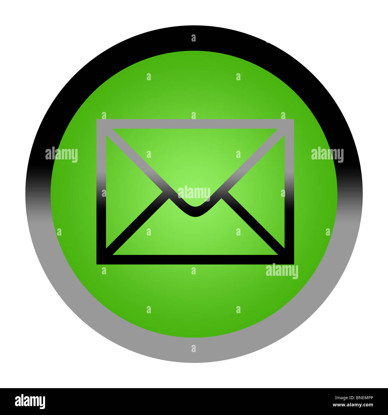 Green mail button isolated on white background with copy space Stock ...