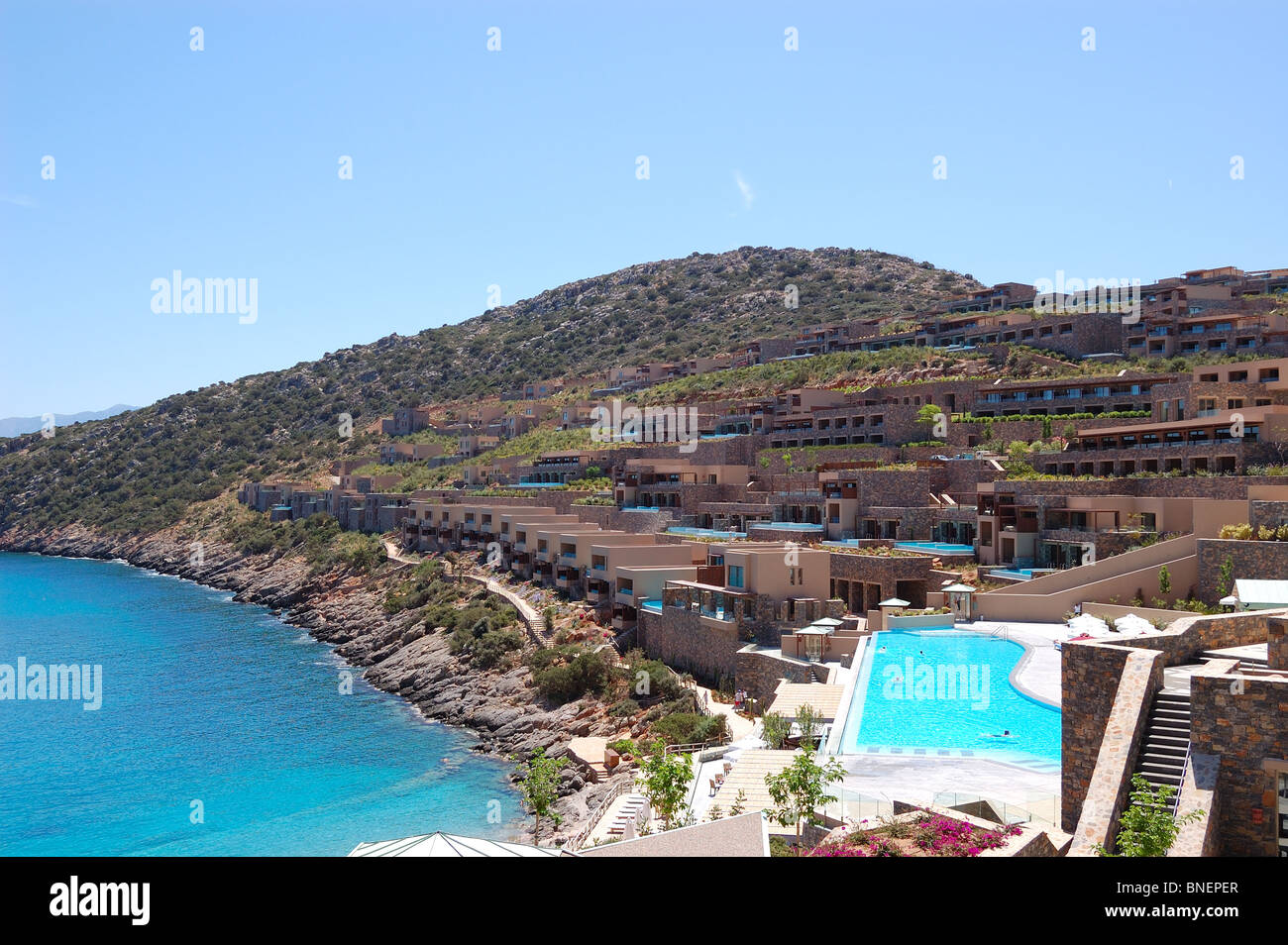 Luxury hotel villas and swimming pool, Crete, Greece Stock Photo - Alamy