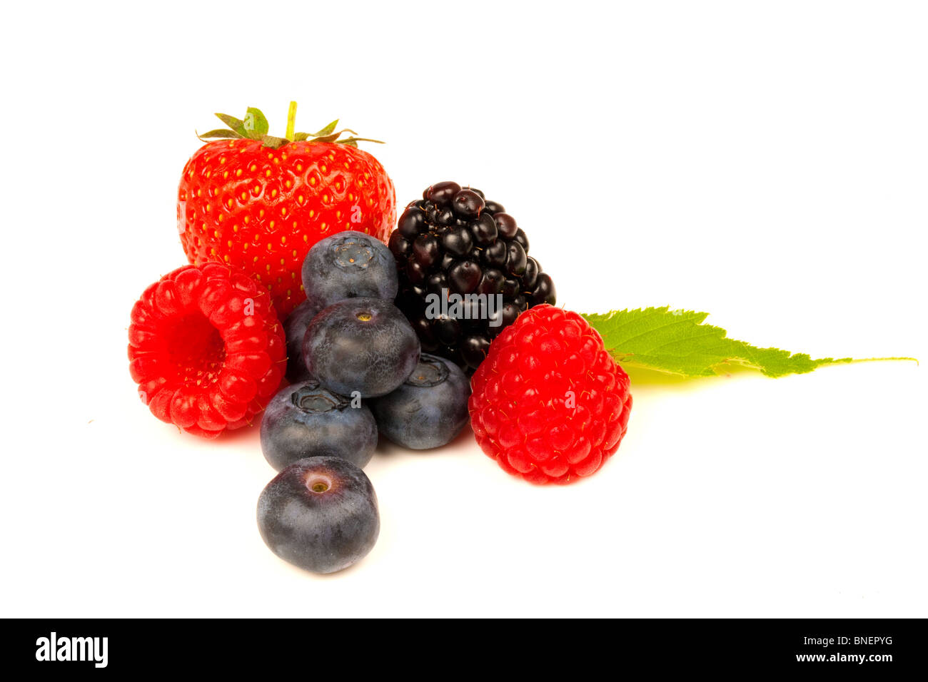 Strawberry blueberry raspberry and blackberries on white background ...