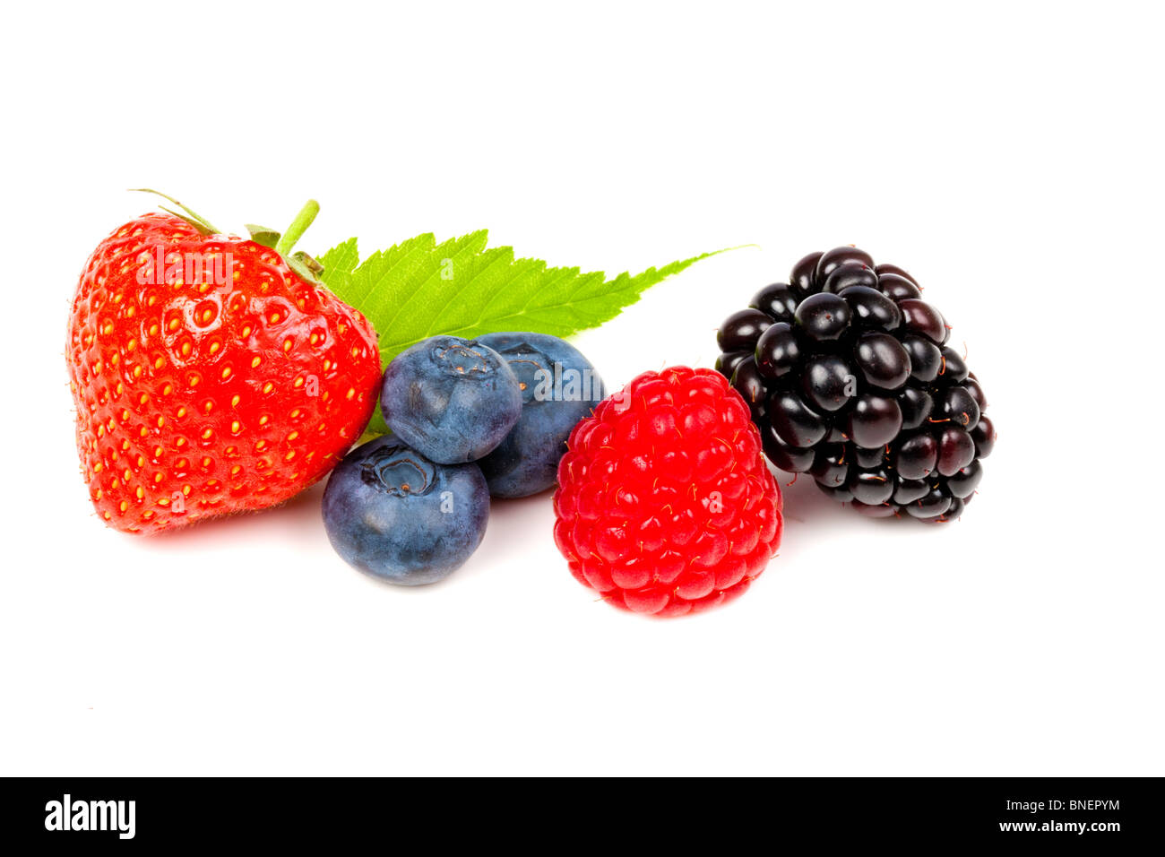 Strawberry blueberry raspberry and blackberries on white background ...