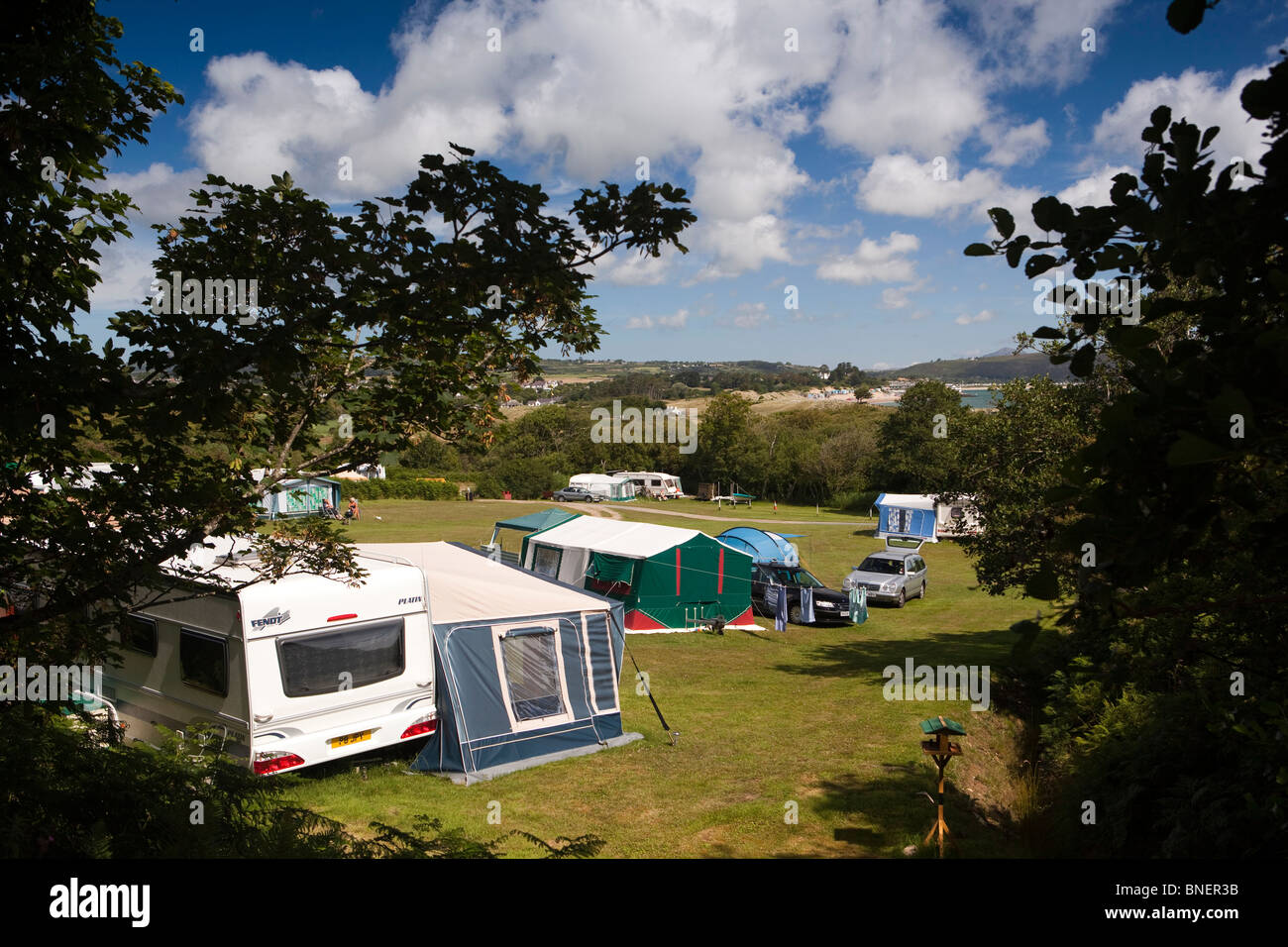 UK, Wales, Gwynedd, Abersoch, beach from Sarn Bach camping and caravan ...