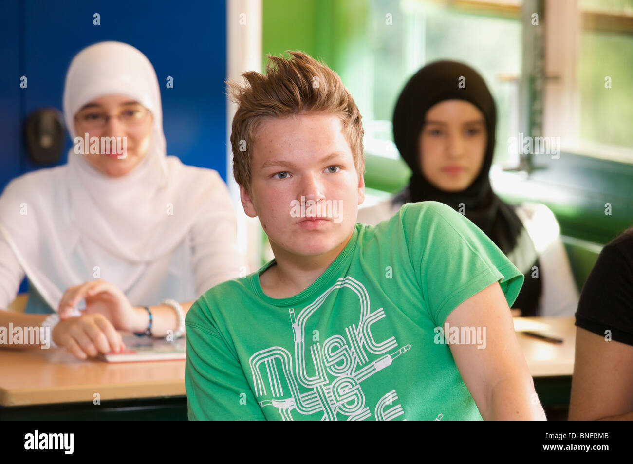 German high school children in classroom Stock Photo - Alamy