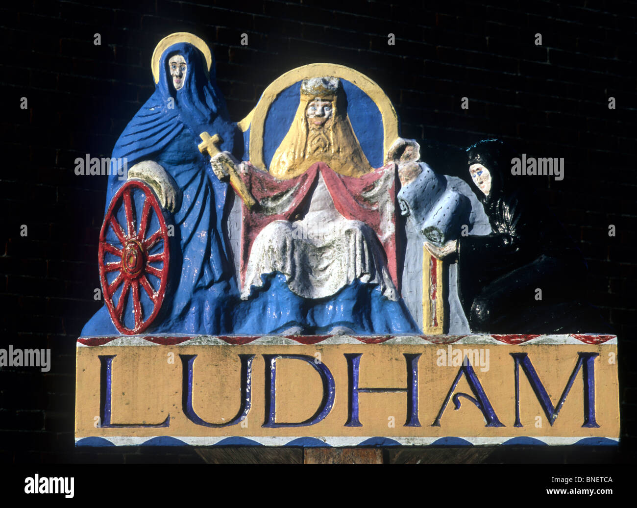Ludham town sign, Norfolk England UK English signs Stock Photo - Alamy