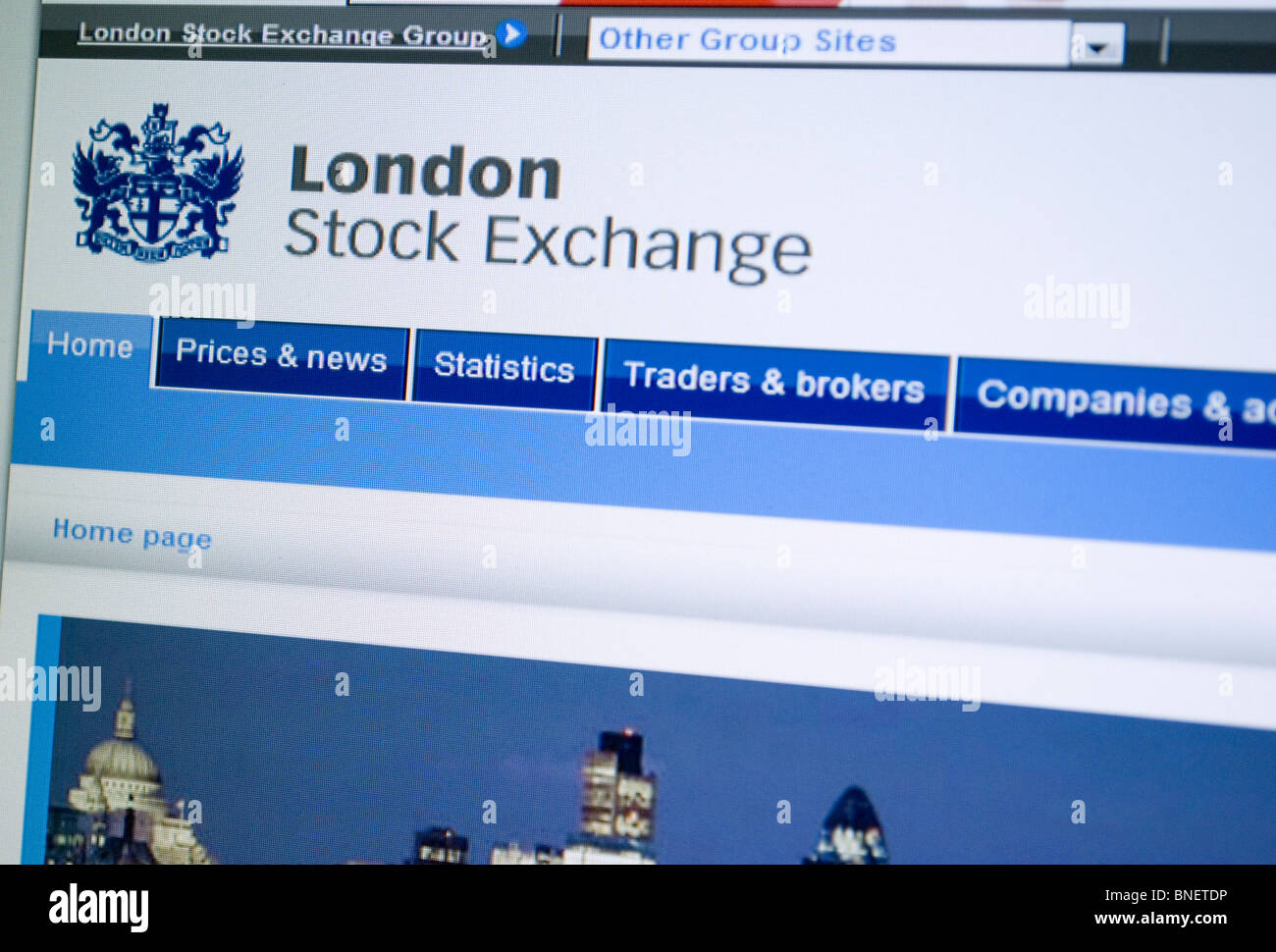 LONDON STOCK EXCHANGE WEBSITE Stock Photo - Alamy