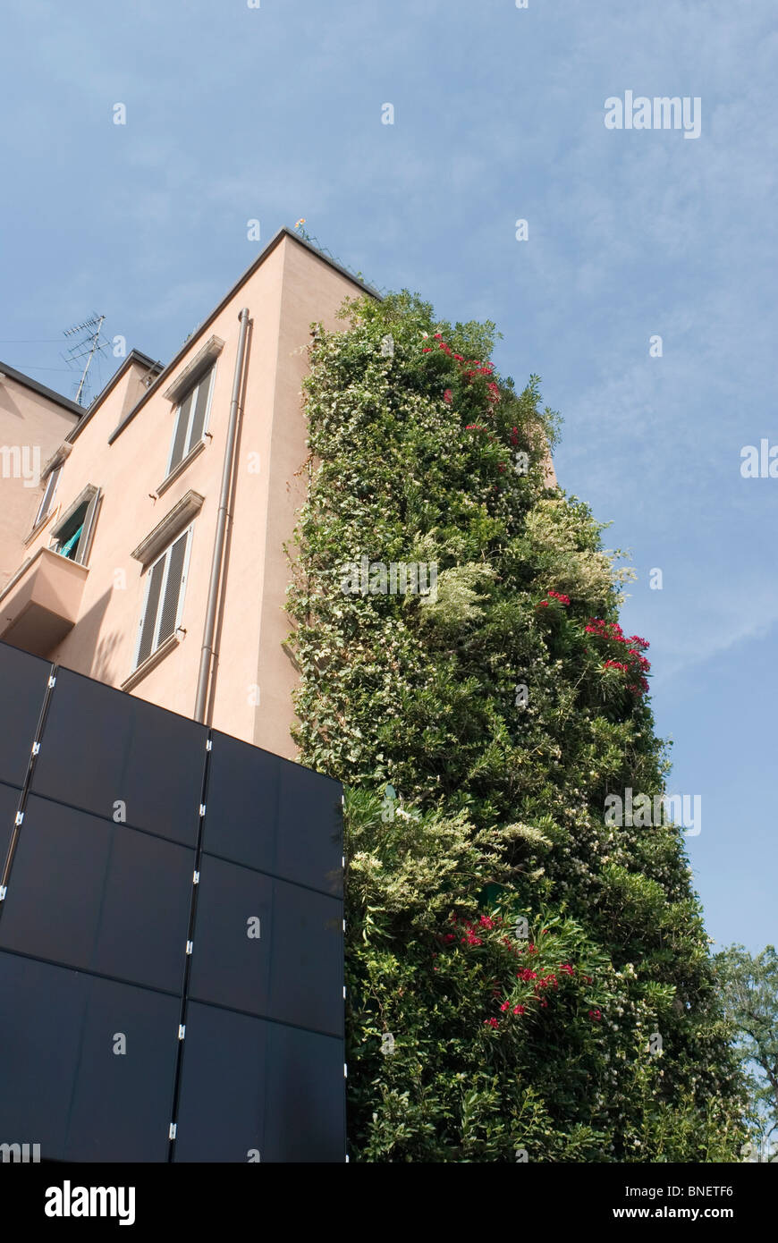 vertical garden on a wall of a building in Milan - Italy Stock Photo ...