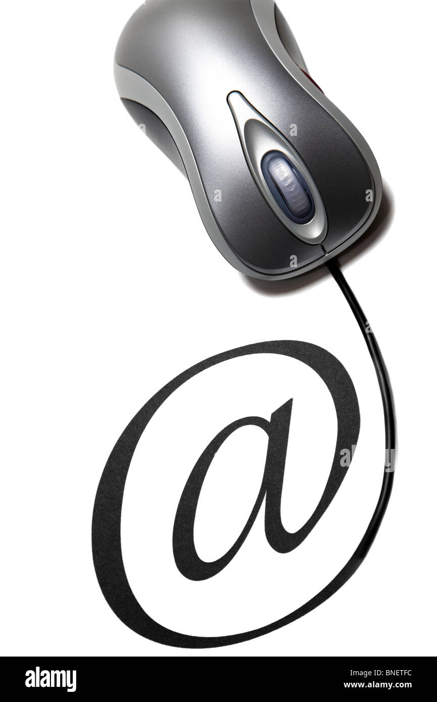 Computer mouse and @ symbol Stock Photo - Alamy