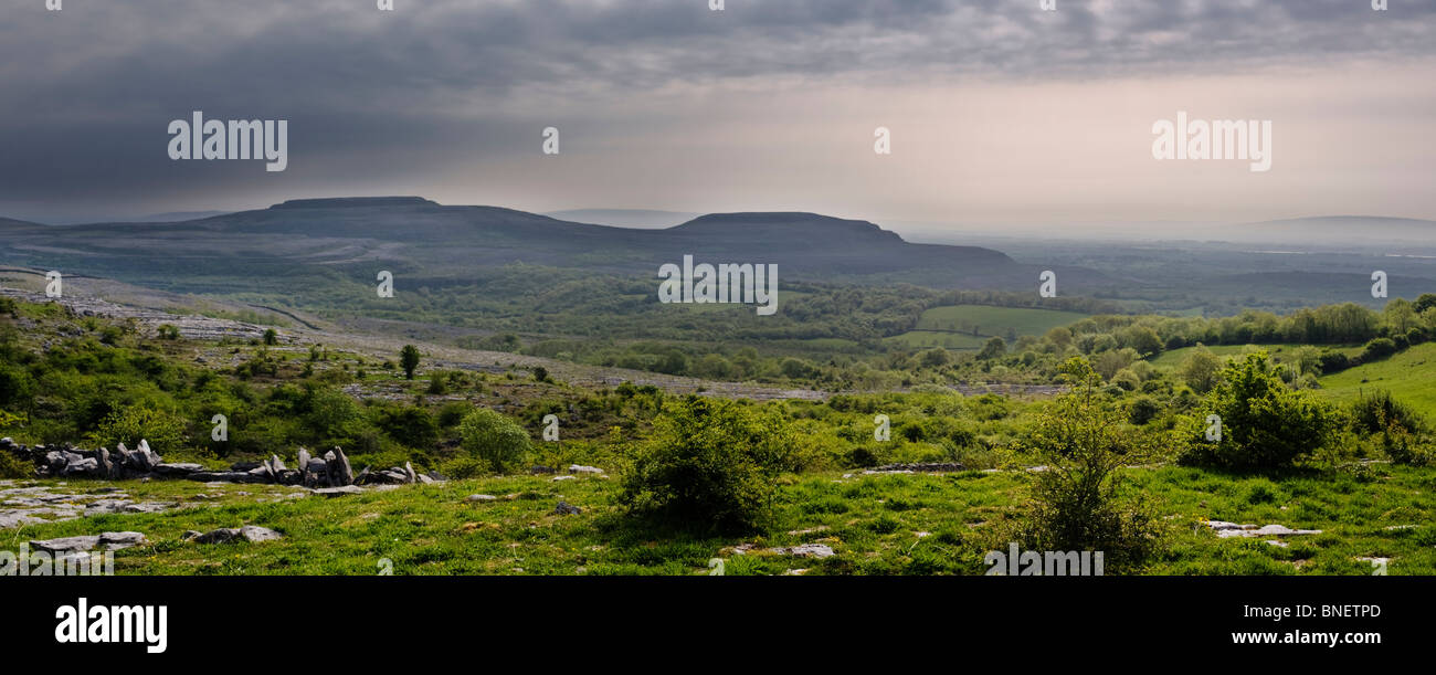 Panorama from Glencolumbkille, the Burren, County Clare, Ireland, with ...