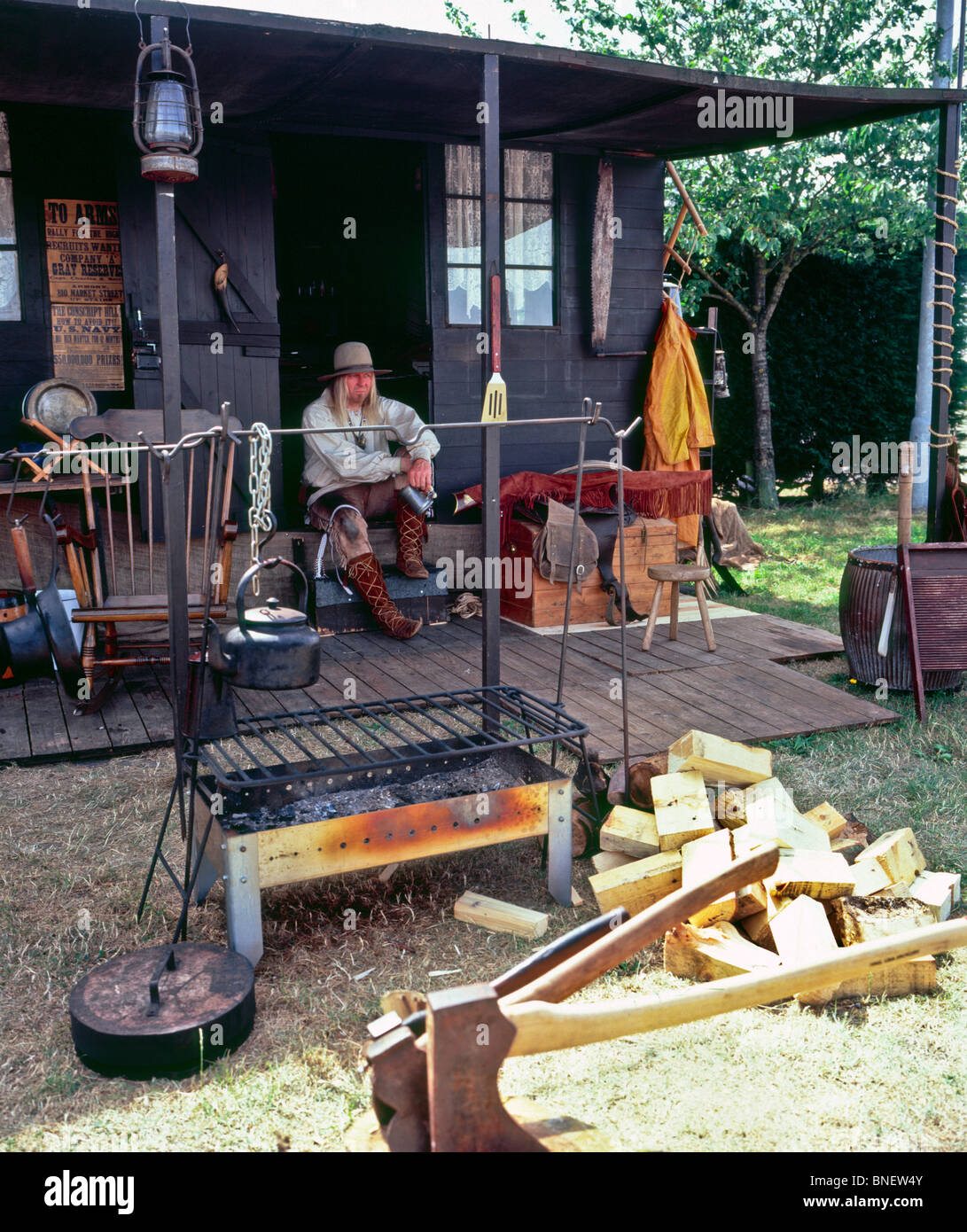 A western settlement display at an Americana show Stock Photo - Alamy