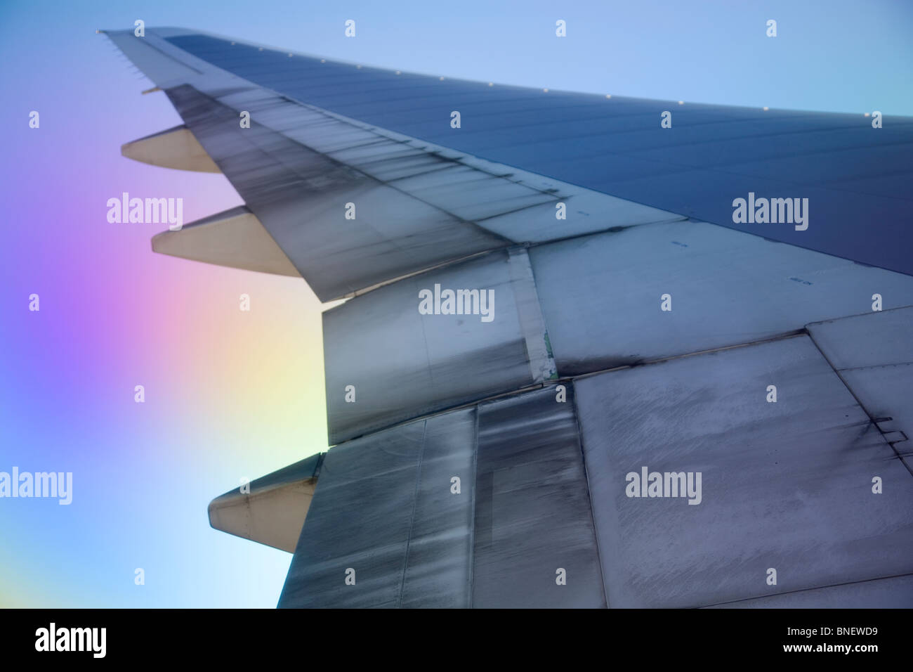 Airplane wing - colour prism effect (as shot Stock Photo - Alamy