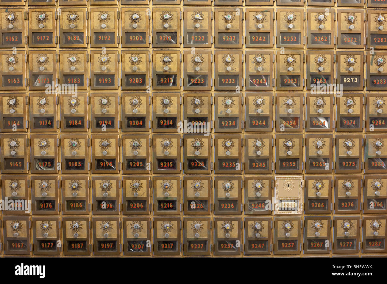 Close up of old style mail boxes Stock Photo - Alamy