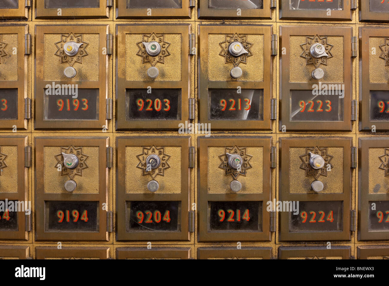 Close up of old style mail boxes Stock Photo - Alamy