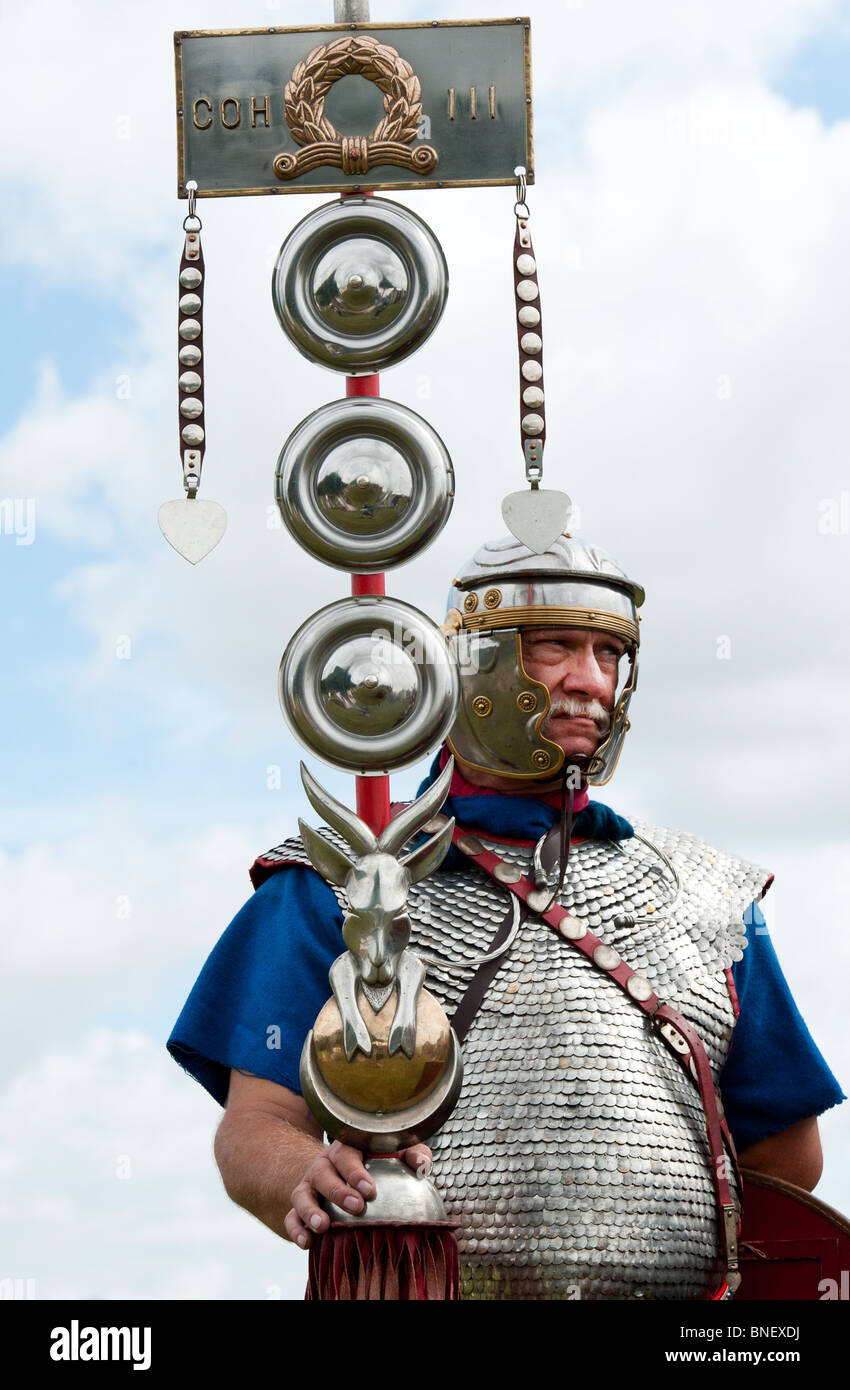 Roman soldier Standard Bearer. Historical reenactment. UK Stock Photo ...