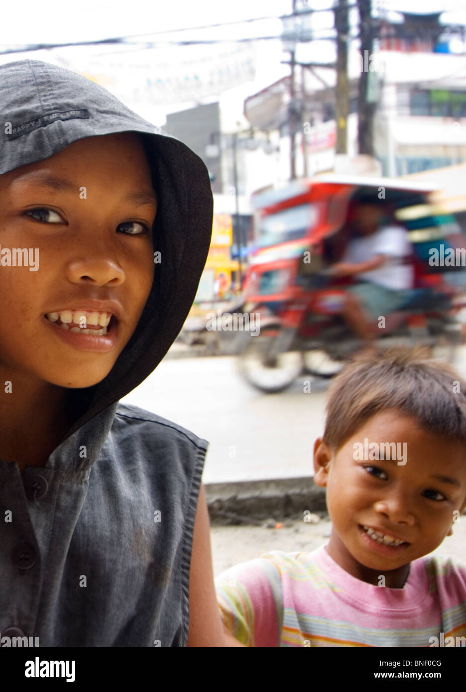 Homeless children on a street, Tagbilaran, Bohol, Philippines Stock ...